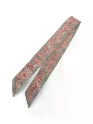 Hermès Chevaux En Liberté Twilly Horse-print Scarf - Grey
