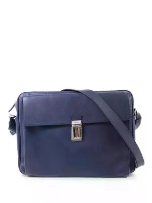 Prada Saffiano Leather Messenger Bag - Blue