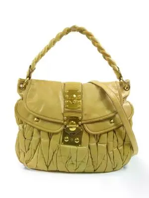 Miu Miu Matelassé Braided-handle Shoulder Bag - Neutrals