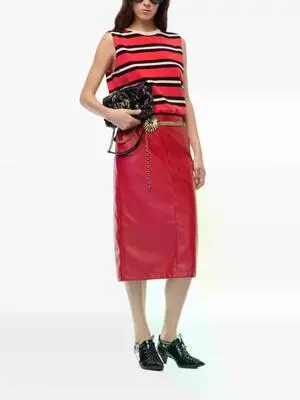 Pinko Faux-leather Midi Skirt With Rear Slit