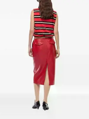 Pinko Faux-leather Midi Skirt With Rear Slit