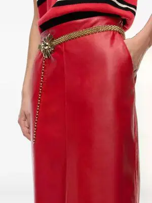 Pinko Faux-leather Midi Skirt With Rear Slit