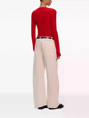 Pinko Ribbed Knit Long-sleeve Mock Neck Sweater - Red