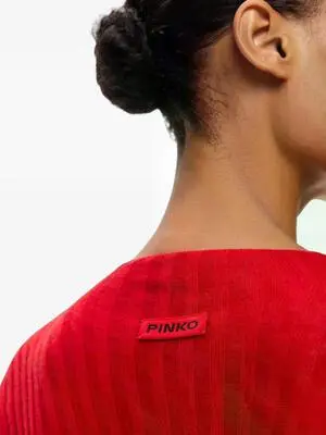Pinko Ribbed Knit Long-sleeve Mock Neck Sweater - Red