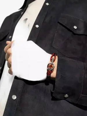 FERRAGAMO Gancini Braided Calf Leather Bracelet