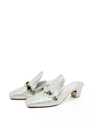 CHRISTIAN LOUBOUTIN Crystal-embellished Leather Mules