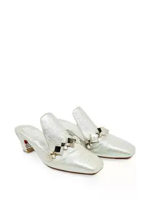CHRISTIAN LOUBOUTIN Crystal-embellished Leather Mules