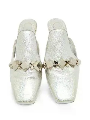 CHRISTIAN LOUBOUTIN Crystal-embellished Leather Mules