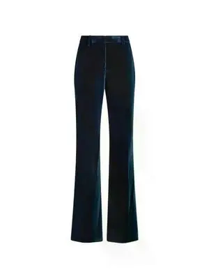 Etro Cotton Velvet Flared Trousers - Blue