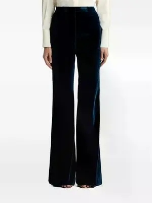 Etro Cotton Velvet Flared Trousers - Blue