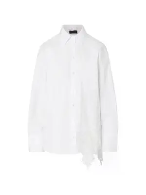 Liu Jo Poplin Shirt With Valenciennes Lace Detail - White