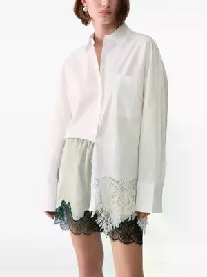 Liu Jo Poplin Shirt With Valenciennes Lace Detail - White