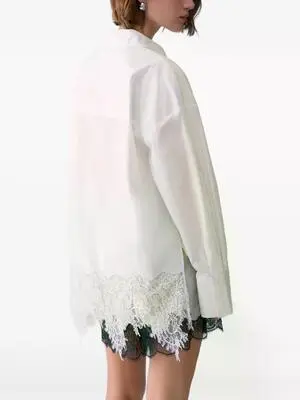 Liu Jo Poplin Shirt With Valenciennes Lace Detail - White