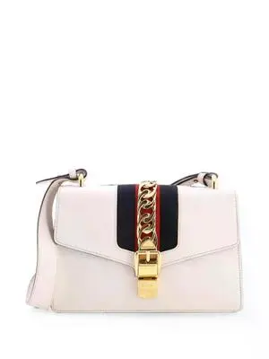 Gucci Sylvie Leather Small Shoulder Bag - White