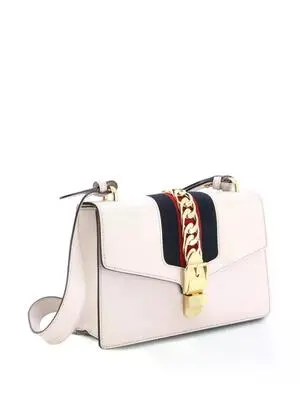 Gucci Sylvie Leather Small Shoulder Bag - White