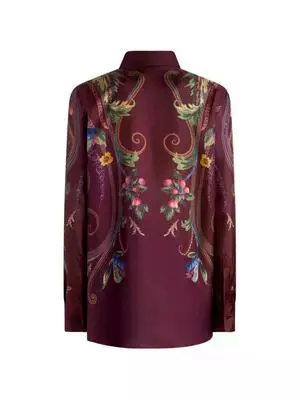 Etro Silk Shirt With Placed Floral Paisley Print