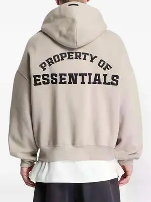 Fear Of God Half-zip Hoodie With Property Of Essentials Print - Neutrals