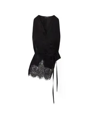 Liu Jo Jacquard Wrap Top With Lace Details