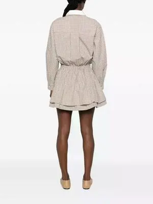 Maje Checked Cotton Mini Dress With Shirt Collar