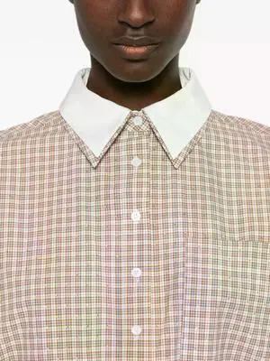 Maje Checked Cotton Mini Dress With Shirt Collar