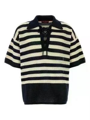 Gucci Striped Crochet Polo Shirt - Blue