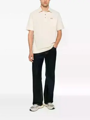 Moncler Logo-patch Chest-pocket Polo Shirt - Neutrals