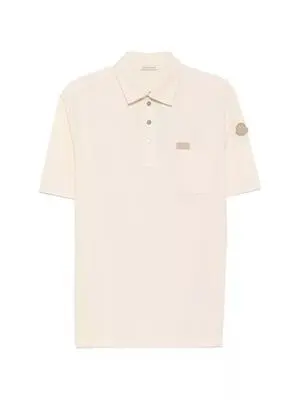 Moncler Logo-patch Chest-pocket Polo Shirt - Neutrals