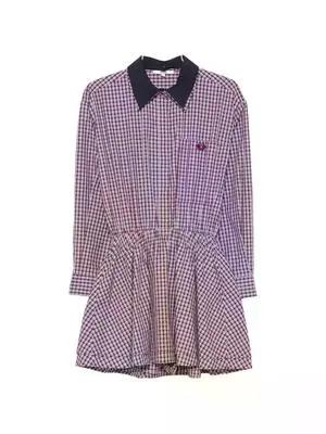 Maje Checked Cotton Mini Dress - Red