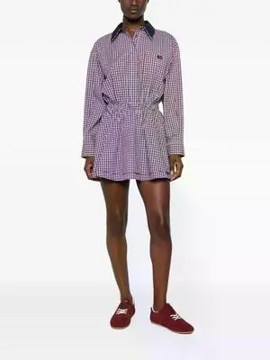 Maje Checked Cotton Mini Dress - Red