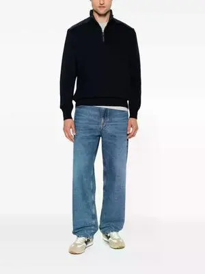 Paul & Shark Quarter-zip Panelled Sweater - Blue
