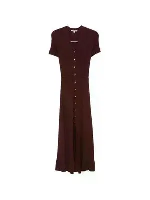 Maje Cable-knit Button-front Maxi Dress - Red