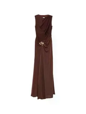 Rebecca Vallance Embellished Draped Maxi Dress - Brown