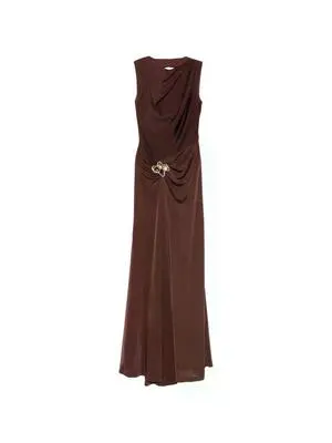 Rebecca Vallance Embellished Draped Maxi Dress - Brown