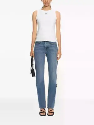 Off-White Ribbed Logo Print Sleeveless Top - White