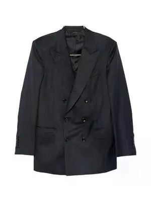 TOM FORD Herringbone Double-breasted Suit - Blue