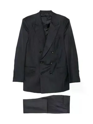 TOM FORD Herringbone Double-breasted Suit - Blue