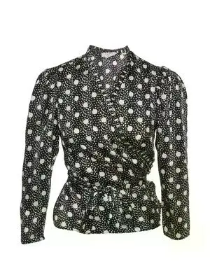 Sandro Printed Wrap-style Blouse - Black