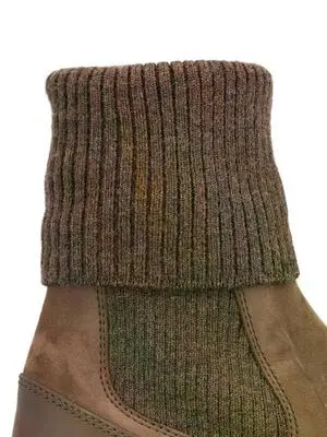 TOD'S Ribbed-knit Suede Ankle Boots