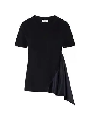 Liu Jo Bimaterial T-shirt With Lace Details - Black