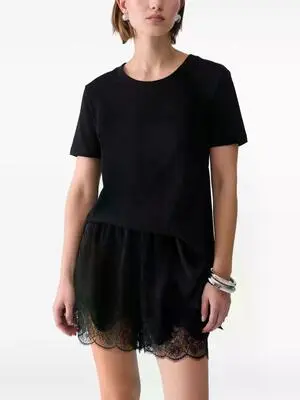 Liu Jo Bimaterial T-shirt With Lace Details - Black