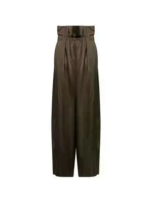 Khaite Paperbag-waist Pleated Trousers - Brown