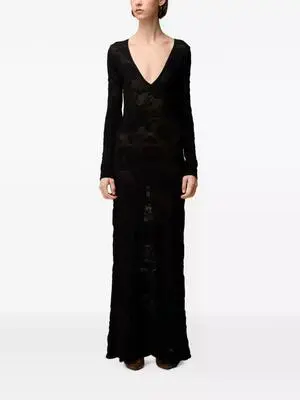 RETORI Retro Floral-lace Knitted Maxi Dress