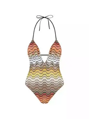 Missoni One-piece Swimsuit With Greek Motif - Orange