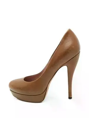 Gucci Platform Leather Pumps - Brown