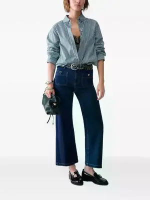 Liu Jo Cropped Flare Jeans In Dark Wash Denim