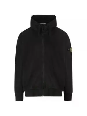Stone Island Logo-patch Zip-up Hoodie - Black