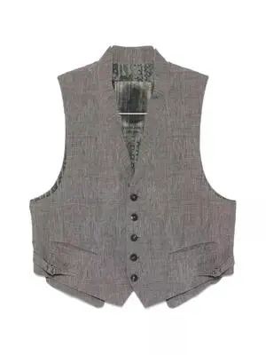 ZIGGY CHEN Check-pattern Waistcoat - Grey