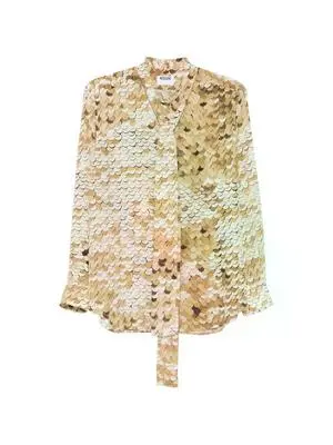 Moschino Print-detail Pussy-bow Shirt - Neutrals