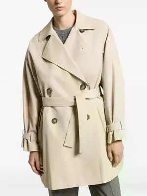 Peserico Double-breasted Belted Coat - Neutrals