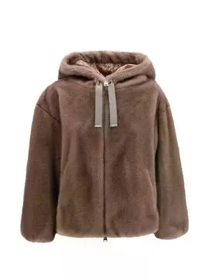 Herno Faux-fur Hooded Jacket - Brown